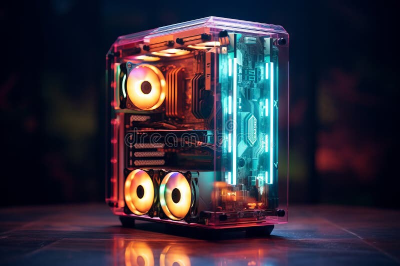 Gaming PC with Transparent Side Panel Stock Illustration - Illustration ...