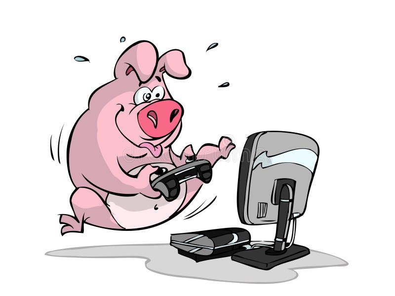 Gaming pig stock vector. Illustration of game, computergame - 13251432