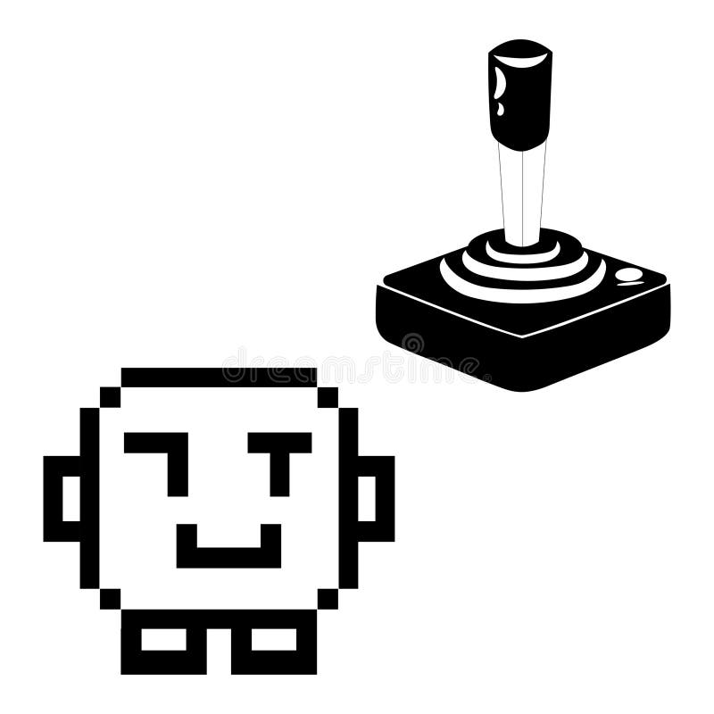 Gaming Robot Head. Joystick Control Device. Retro Arcade Symbol. Vector ...