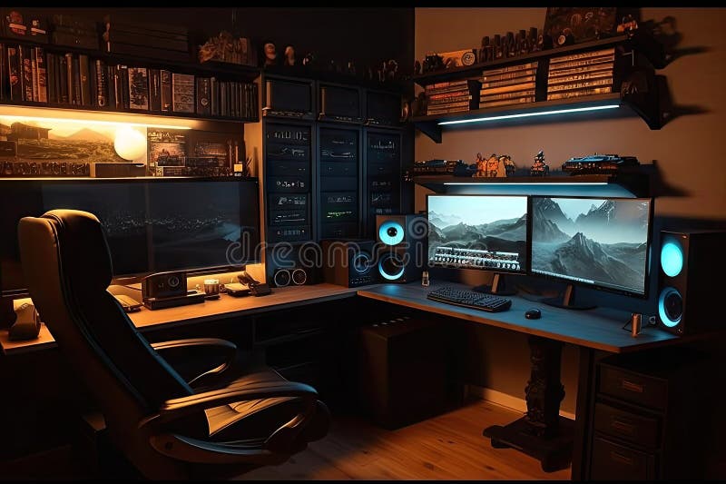 Gaming room reference stock illustration. Illustration of wall - 302250011