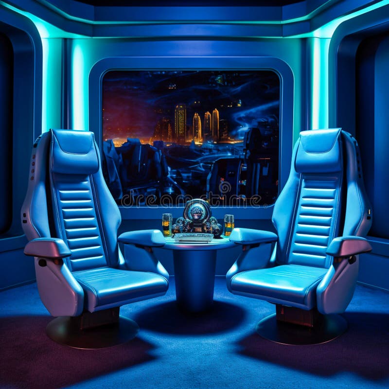 Gaming Room Using Two Game Chairs Cyan Blue Synthe, Generative AI Stock ...