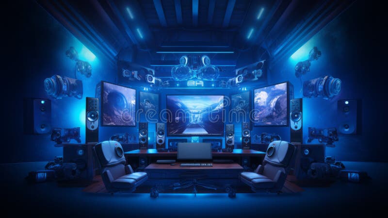 A Gaming Setup with Consoles, Controllers, and a Large TV Screen ...