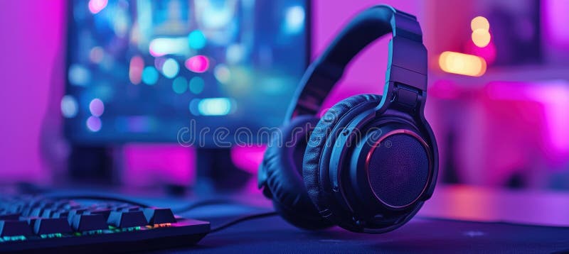 Gaming Setup with Headset and Active Game Interface for Immersive ...