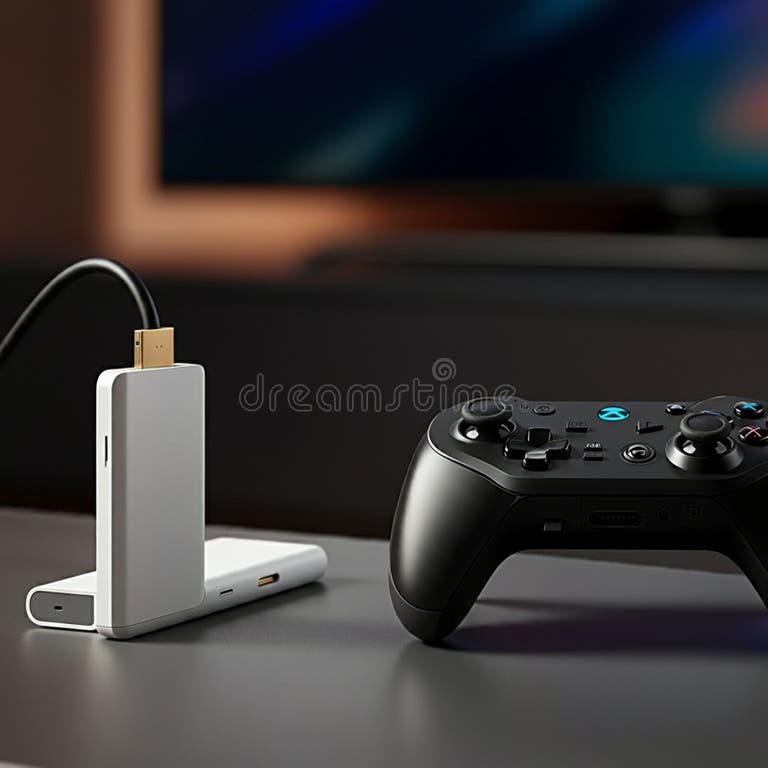 A Gaming Setup Includes a Black Wireless Game Controller with Multiple ...