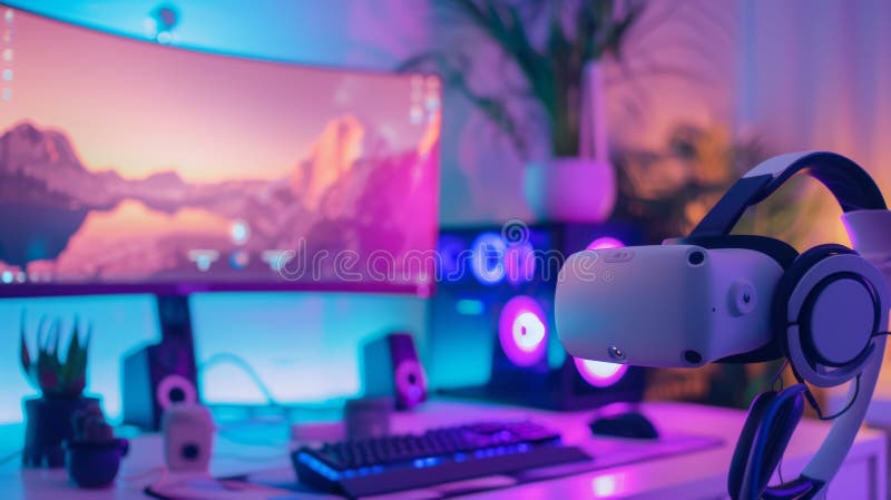 A Gaming Setup with a Powerful Gaming PC or Console and VR Headset ...