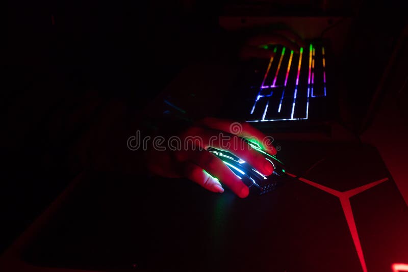 Gaming Setup with RGB Light Stock Photo - Image of hand, stuff: 262523212