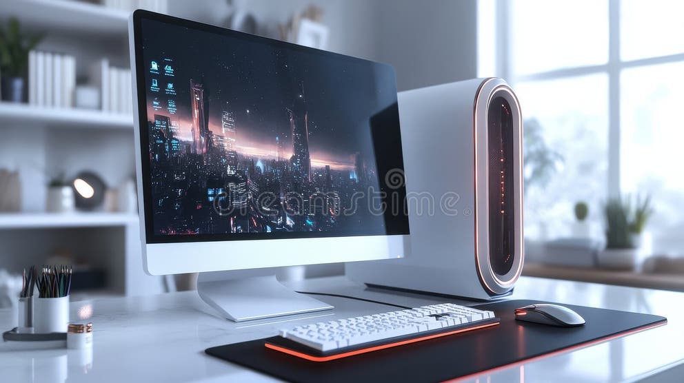 Gaming Setup Showcase Modern Workspace Technology Indoor Close-up High ...