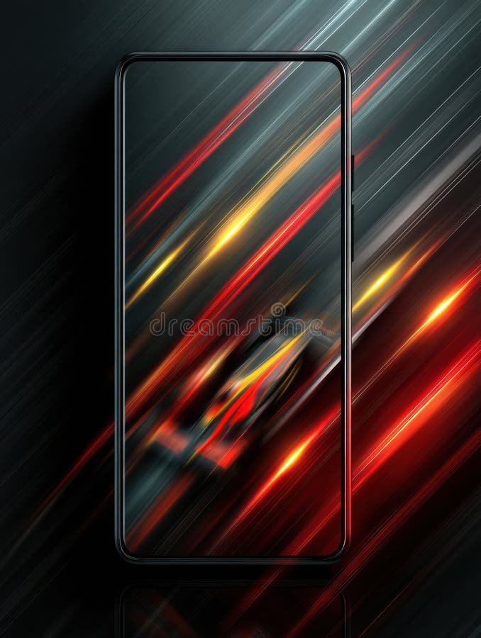 Gaming Smartphone Displays Racing Game User Interface with Dynamic ...