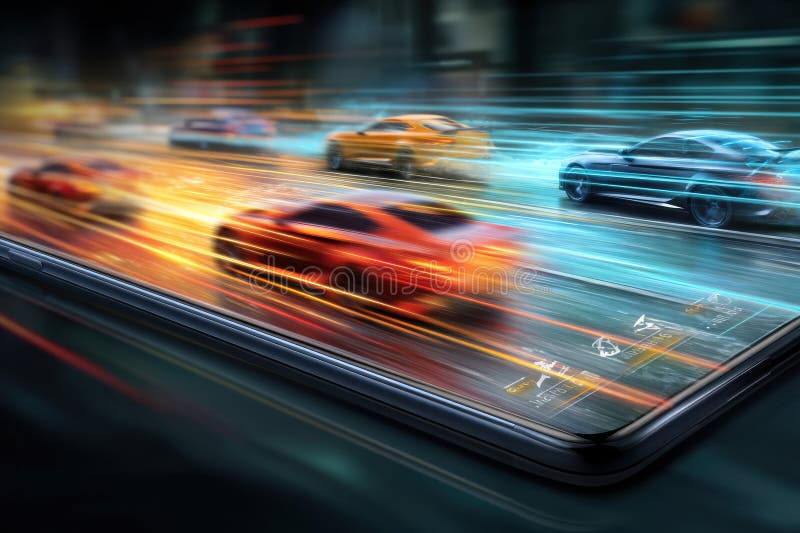 Gaming Smartphone Showcasing Racing Game Interface with Dynamic Motion ...