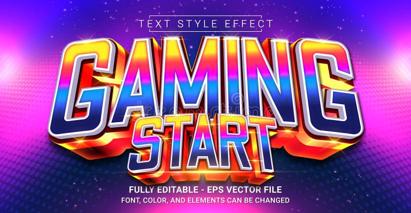 Gaming Start Text Style Effect. Editable Graphic Text Template Stock ...