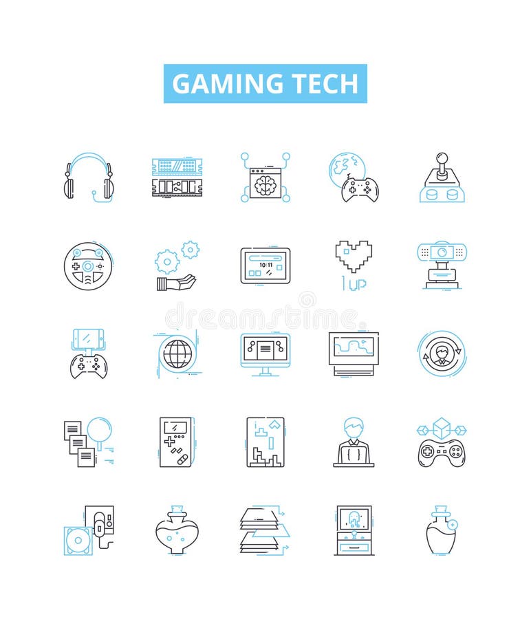 Gaming Tech Vector Line Icons Set. Gaming, Tech, Console, Controller ...