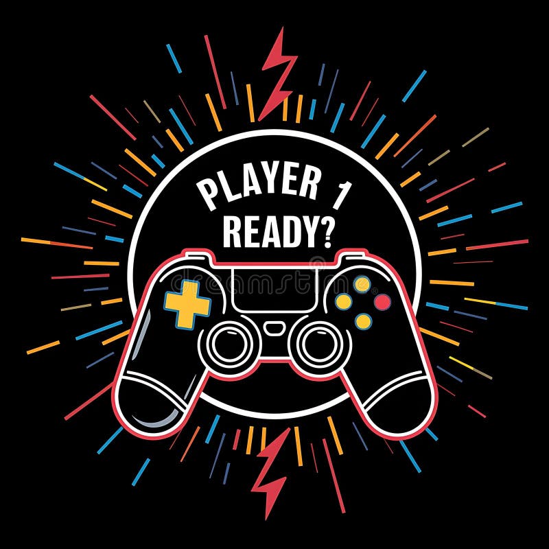 A Gaming-themed Illustration Features a Game Controller at the Center ...