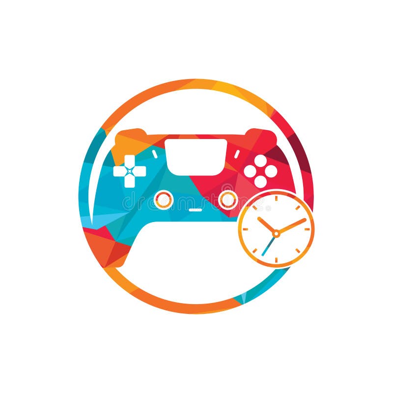 Gaming Time Vector Logo Design. Game Console with Clock Icon Vector ...