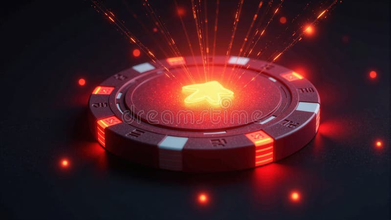 Gaming Token with Red Glowing Effect Stock Image - Image of dark, light ...