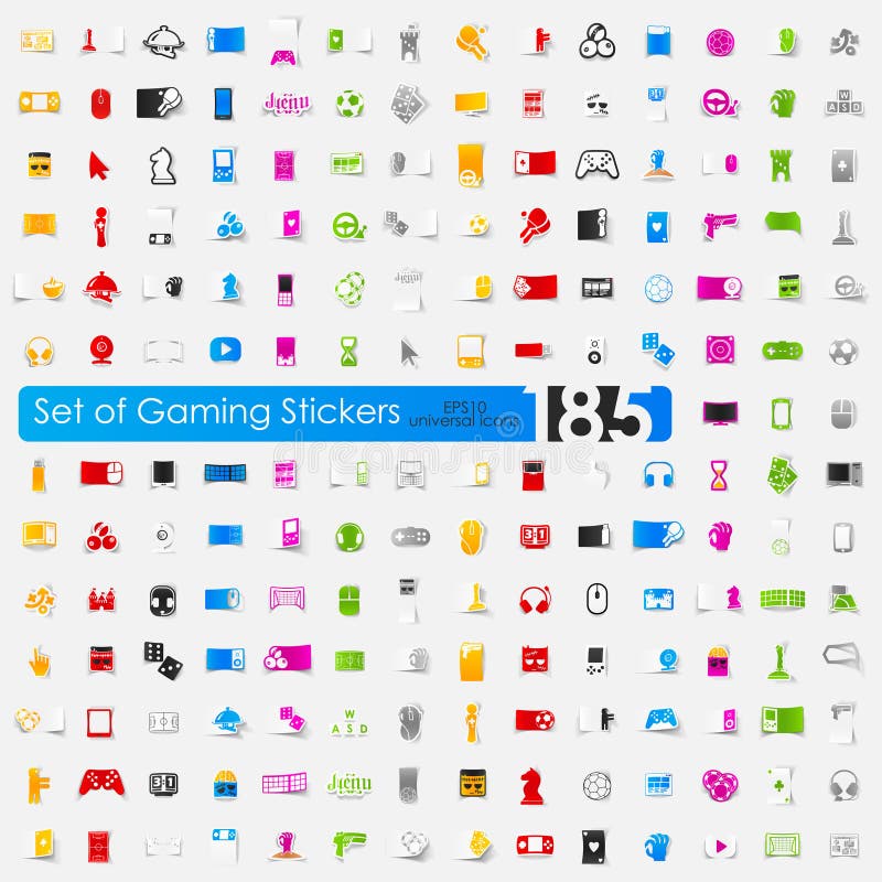 Set of gaming stickers stock vector. Illustration of graphic - 99678912