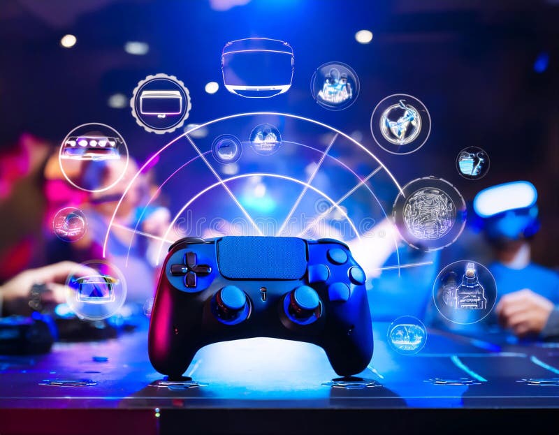 Gaming and Virtual Worlds, Featuring Elements Like Game Controllers ...