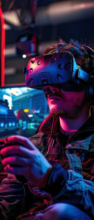 A Gaming Vlogger in a Hightech Setup Immersed in Virtual Reality ...