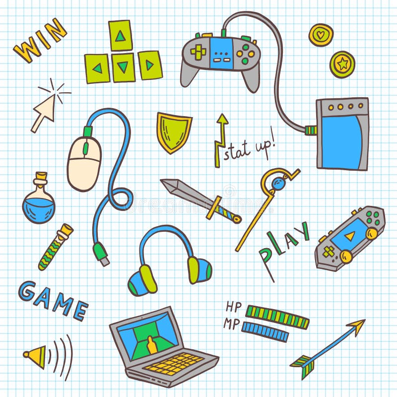 Gaming and Web Technology Icon Collection Stock Vector - Illustration ...