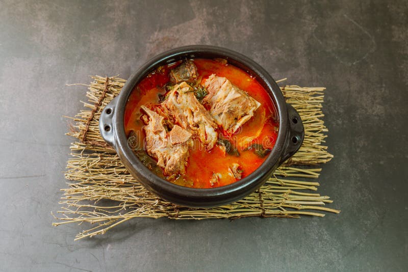 Gamjatang, Korean Style Pork Back-bone Stew Stock Photo - Image of ...