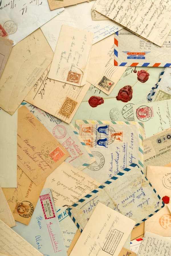 Gamla Brev, Accessoarer Och Vykort Arkivfoto - Bild av meddelande ...