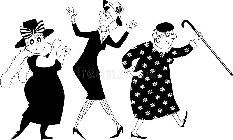 Clip Art Av Dansande äldre Damer Vektor Illustrationer - Illustration ...