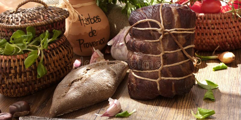 Gammon Ham with Tomotoes and Juniper Stock Photo - Image of bread ...