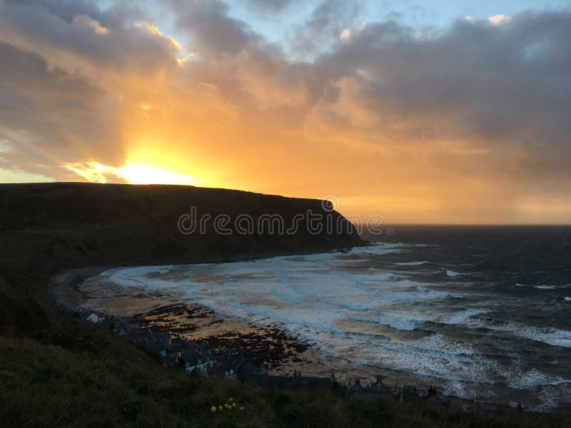 Gamrie Bay Sunset stock photo. Image of scotland, gardenstown - 142524714