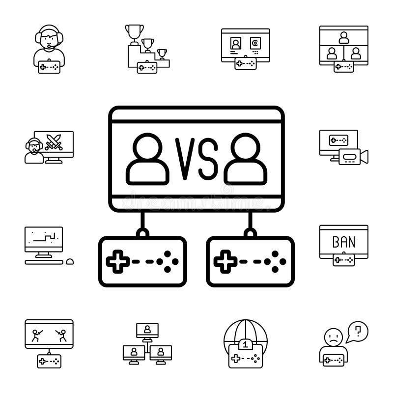 Gams, Vs, Players, Game Controller Blue Neon Icon. Simple Thin Line, Outline Vector of Esport ...