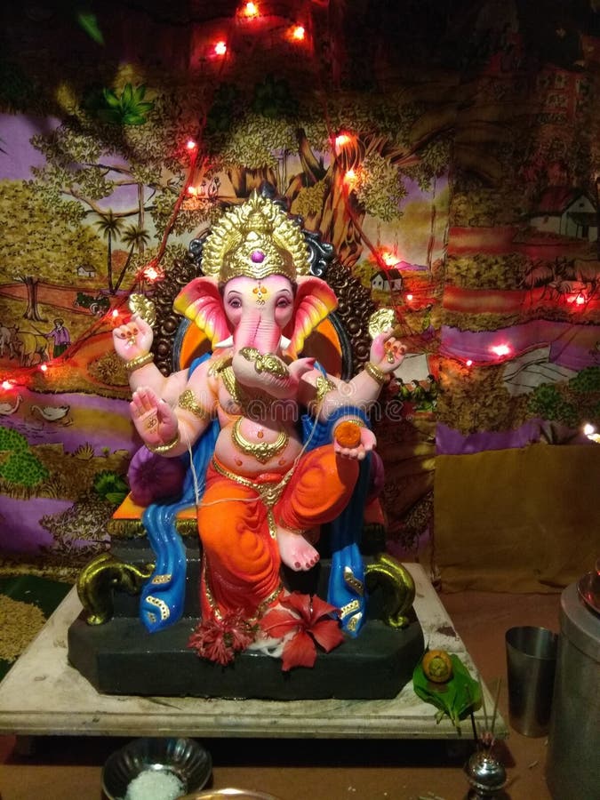 Ganapati bappa stock photo. Image of decoration, bappa - 160856614