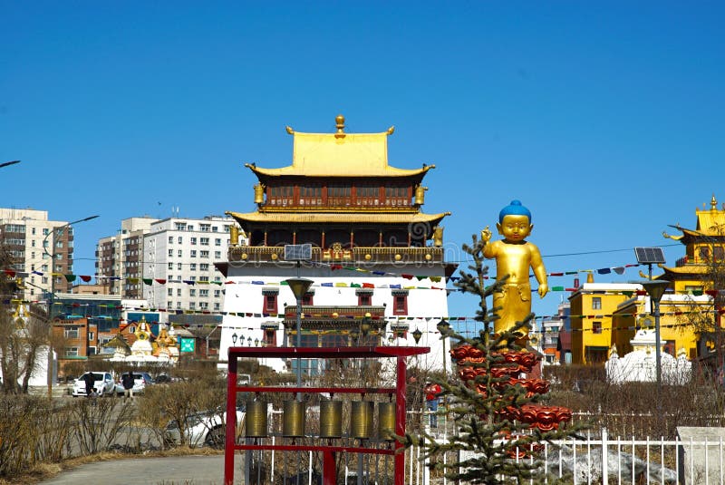 The Gandantegchinlen Monastery in the Mongolian Capital of Ulaanbaatar ...