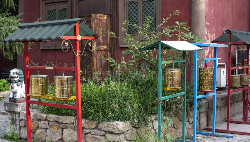 Prayer Rolls at the Swayambhunath Temple in Kathmandu Stock Image ...