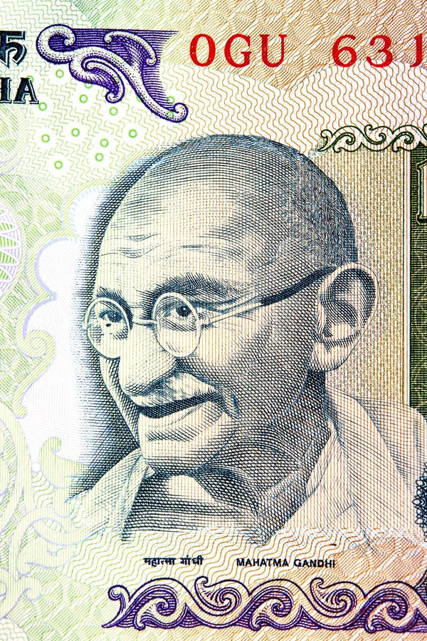 Gandhi on rupee note stock photo. Image of father, detail - 34092994