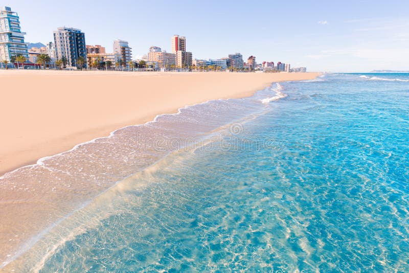 Gandia-Strand in Valencia Mediterranean Spain Stockfoto - Bild von meer ...