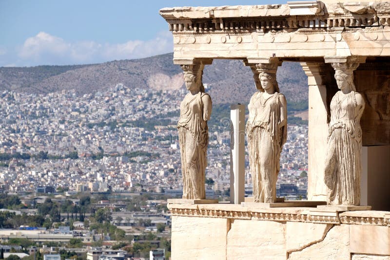 Ganeczek Kariatydy W Erechtheion Starożytny Grek świątynia Na Północnej ...