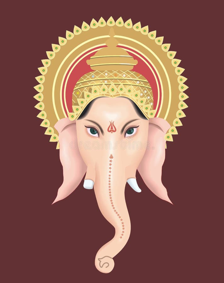 Lord Ganesh in red radiant stock vector. Illustration of decoration ...