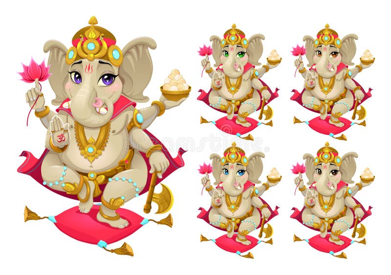 Ganesh in 5 Different Colors Stock Vector - Illustration of ganesha ...