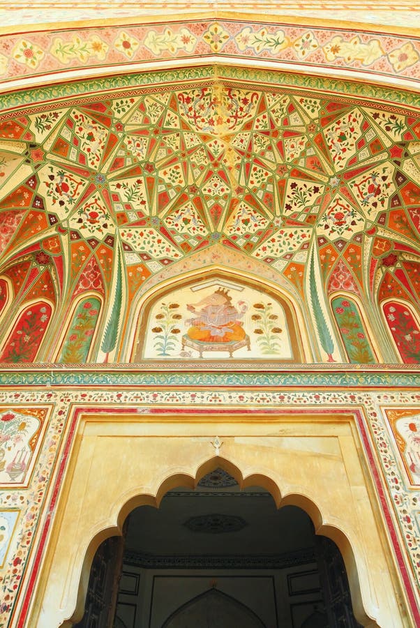 Ganesh Gate of Amber Fort stock photo. Image of doorway - 29490382