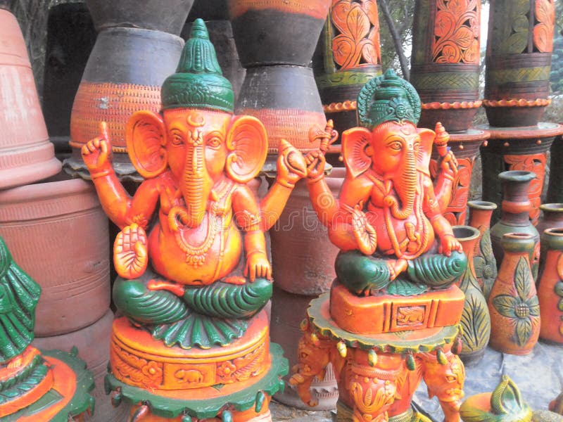 Ganesh Idol with Lamp, Ganpati Sthapana at Home in Lockdown Stock Photo ...
