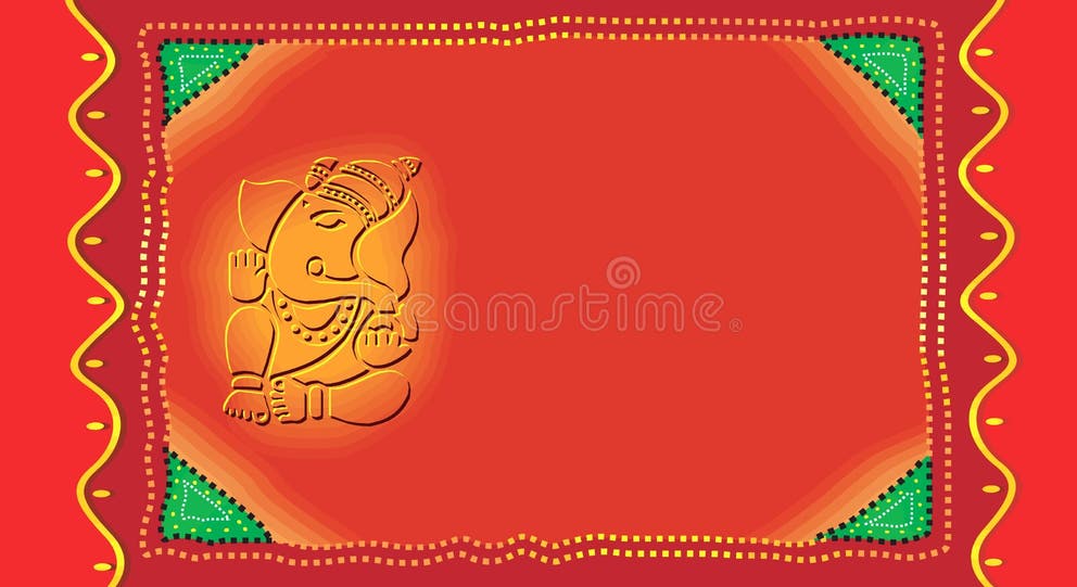 Ganesh on Invitation-card stock vector. Illustration of gold - 3478019