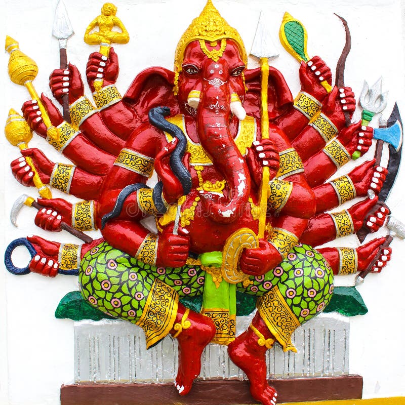 Ganesh in red. stock image. Image of belief, gold, decoration - 30914425