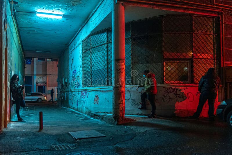 Gang of Boys Behind the Alley. Editorial Image - Image of street ...