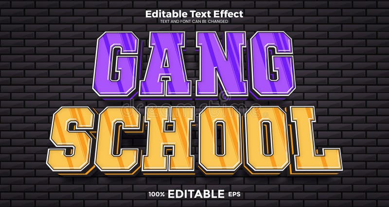 Gang School Editable Text Effect in Modern Trend Style Stock Vector ...