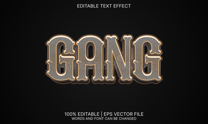 Gang Text Effect Wrapped Grunge Texture Stock Vector - Illustration of ...