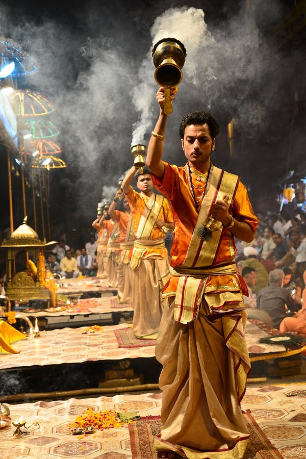 Ganga Aarti at Varanasi editorial photography. Image of pilgrimage ...