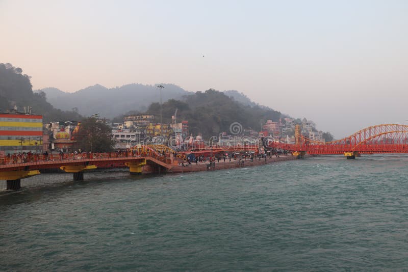 The Bridge at Haridwar Beautifully Made and Ganga River Flowing ...