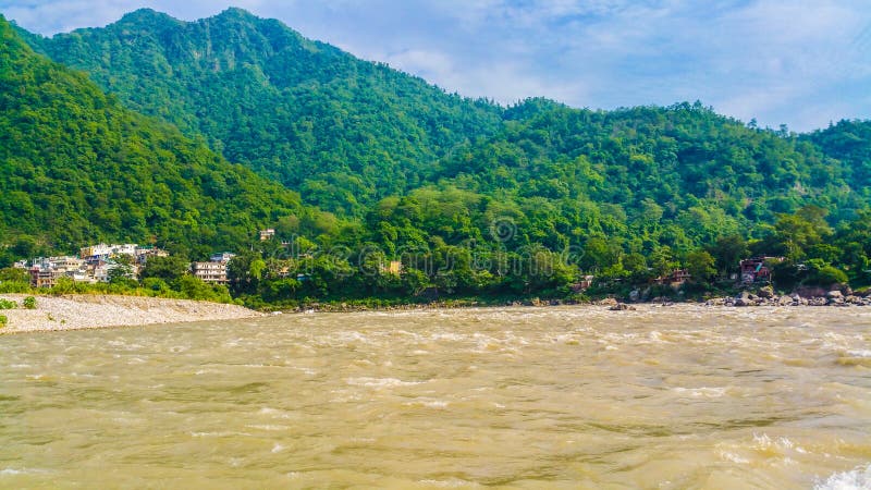 Ganga River Flows Throw Himalayas in Rishikesh,India Stock Image ...