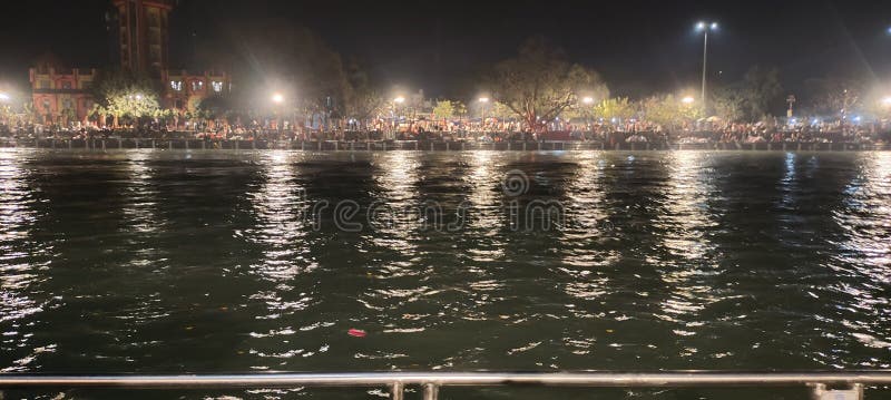 Ganga River night scene editorial image. Image of scene - 269705555
