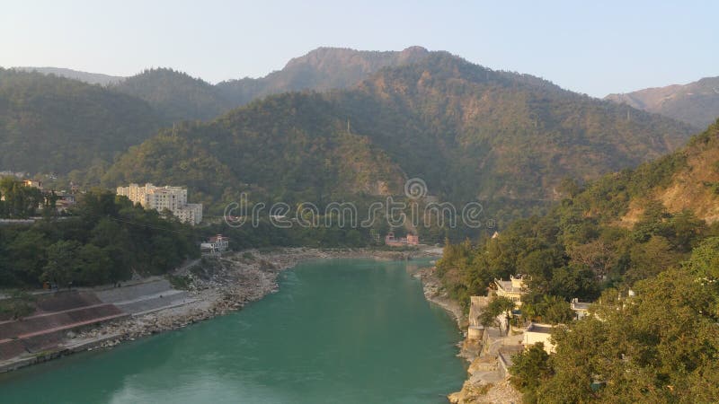Beautiful Ganges River Flows through Rishikesh, India. Stock Image ...