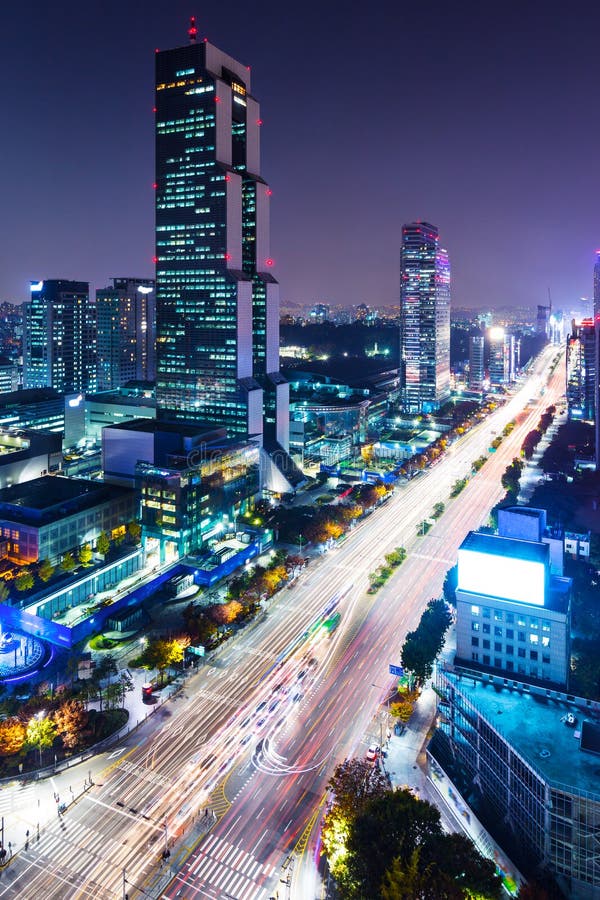 Gangnam District in Seoul stock photo. Image of night - 35695092