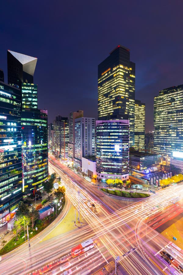 Gangnam District in Seoul stock photo. Image of night - 35695092